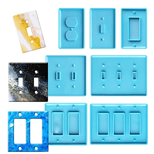 Light Switch Cover Resin Molds,Switch Socket Panel Plaster Mold for Epoxy Resin,Switch Socket Panel Epoxy Molds,Switch Plate Silicone Mold Outlet Cover Molds for DIY Crafts Making Home Decor（7pcs）