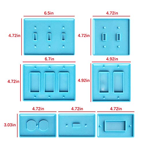 Light Switch Cover Resin Molds,Switch Socket Panel Plaster Mold for Epoxy Resin,Switch Socket Panel Epoxy Molds,Switch Plate Silicone Mold Outlet Cover Molds for DIY Crafts Making Home Decor（7pcs）