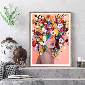 Eiazuiks Diamond Painting Kits for Adults, Flowers Girl 5D DIY Diamond Art Kits Full Drill Diamond Dots for Gift Wall Decor Gem Arts 12x16 inch