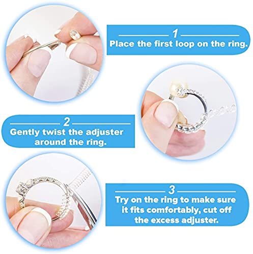 Invisible Ring Size Adjuster 2 Sizes of 12 Packs, Silicone Ring Size Adjuster for Loose Rings,for Men and Women,Spiral Silicone Tightener Fits Most Round Rings(6+6)