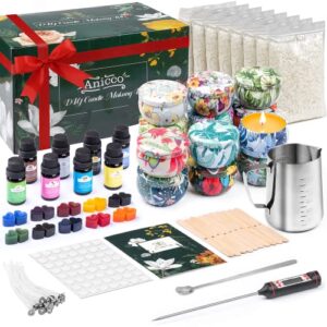 anicco candle making kit,contains soy wax, exquisite jars,diy candle making kit for beginners, children and adults, perfect as home decorations