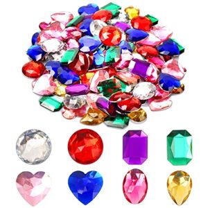 1″ jewels for crafting assorted colorful flat back heart shaped jewel gems acrylic rhinestones for crafts, manualidades accesorios decoraciones costume making cosplay jewels for embelishments 120 pack