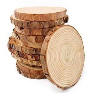 unfinished natural wood slices 12 pcs 3.5-4 inch craft wood kit circles crafts christmas ornaments diy crafts with bark for crafts rustic wedding decoration by william craft (3.5-4inch)