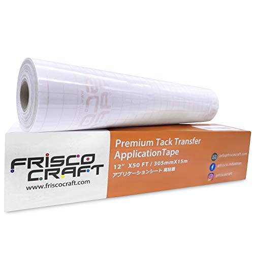 Frisco Craft Premium Clear Transfer Paper Tape - Application Tape Roll for Perfect Alignment of Silhouette Cameo, Cricut Adhesive Vinyl for Decals (12" x 50 FT)