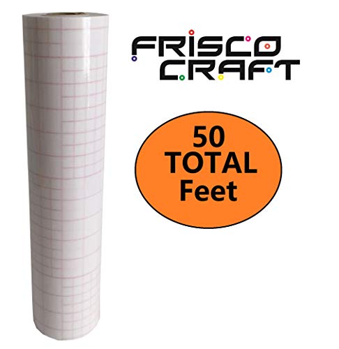 Frisco Craft Premium Clear Transfer Paper Tape - Application Tape Roll for Perfect Alignment of Silhouette Cameo, Cricut Adhesive Vinyl for Decals (12" x 50 FT)