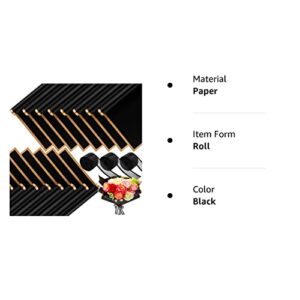 Mimorou 60 Pcs Pure Color Gold Edge Flower Wrapping Paper Waterproof Translucent Bouquet Packaging Paper Florist Bouquet Supplies for Valentine's Day Wedding DIY Crafts Gift (Black)