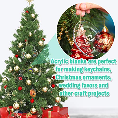 Audab Acrylic Keychain Blanks, 30PCS Bulk Acrylic Circles Clear Disc Ornaments Blanks with Hole for Vinyl, DIY Keychain and Craft Project (3 Inch, 30 Pcs)