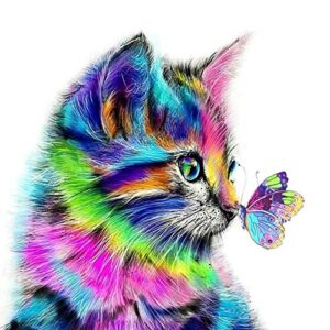 ifymei paint by number for kids and adults beginner, diy gift canvas painting kits, 16×20 inch colorful cats and butterflies [without frame]