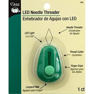 dritz 202 led needle threader with cutter , green