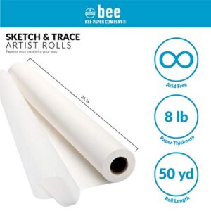 Bee Paper White Sketch and Trace Roll, 24-Inch by 50-Yards