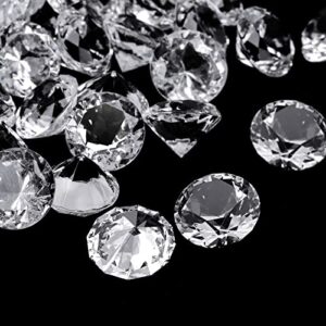 outuxed 300pcs 0.8″(20mm) clear diamonds crystals acrylic gems wedding table scattering gemstones christmas party decorations bridal shower vase fillers, 1.5 lb, with 1 large velvet pouch