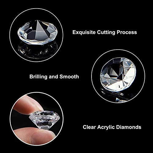 OUTUXED 300pcs 0.8"(20mm) Clear Diamonds Crystals Acrylic Gems Wedding Table Scattering Gemstones Christmas Party Decorations Bridal Shower Vase Fillers, 1.5 LB, with 1 Large Velvet Pouch