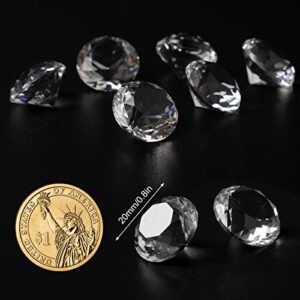 OUTUXED 300pcs 0.8"(20mm) Clear Diamonds Crystals Acrylic Gems Wedding Table Scattering Gemstones Christmas Party Decorations Bridal Shower Vase Fillers, 1.5 LB, with 1 Large Velvet Pouch