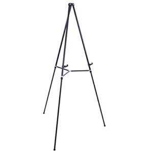 u.s. art supply 66″ high showroom black aluminum display easel and presentation stand – large adjustable height portable tripod, holds 25 lbs – floor and tabletop, display paintings, signs, posters