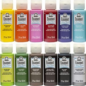 FolkArt Gloss Finish Acrylic Enamel Craft Set Designed for Beginners and Artists, Non-Toxic Formula Perfect for Glass and Ceramic Painting, , 32 Ounce, 16 Count (Pack of 1)