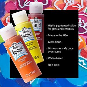 FolkArt Gloss Finish Acrylic Enamel Craft Set Designed for Beginners and Artists, Non-Toxic Formula Perfect for Glass and Ceramic Painting, , 32 Ounce, 16 Count (Pack of 1)