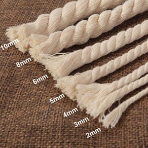 XKDOUS Macrame Cord 3mm x 220Yards, Natural Cotton Macrame Rope, Cotton Cord for Wall Hanging, Plant Hangers, Crafts, Knitting, Decorative Projects, Soft Undyed Cotton Rope