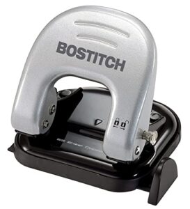 bostitch office ez squeeze reduced effort 2-hole punch, 20 sheets, locking handle, silver (2310)