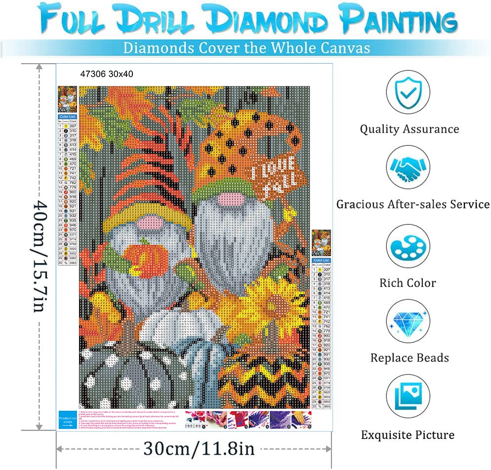 DaiCur Diamond Painting Kits, 9 Pack Gnome Diamond Art Kits for Adults, DIY 5D Round Full Drill Crafts Diamond dotz Home Wall Decor Gifts (12x16inch)