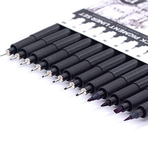 yisan black drawing pens,12 art pens set,fineliner ink pens,micro-pens,manga pens,for sketching,technical drawing 902195