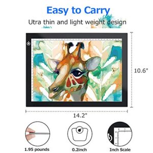 Black A4 Dimmable LED Artcraft Light Box Tracer Slim Light Pad Portable Tablet, USB Power Cable Copy Drawing Board Tracing Table for Artists Designing, Animation, Sketching, Stenciling X-ray Viewing