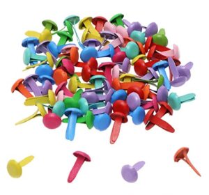 penta angel mini brads 100pcs assorted colors paper fasteners round brass metal pastel brads for scrapbooking crafts diy projects, 8x12mm (8×12 mm)