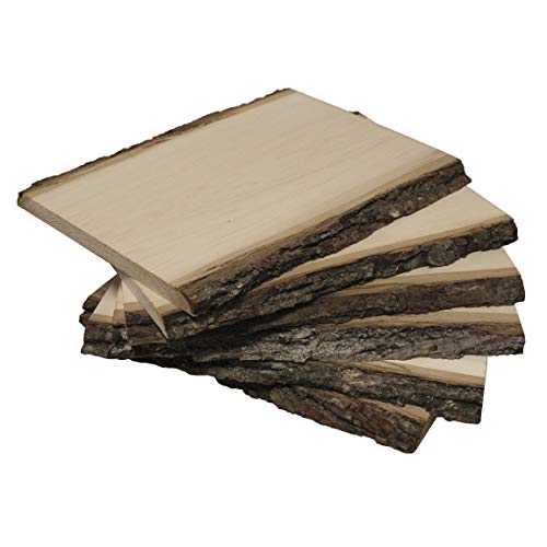 Walnut Hollow Value Pack Medium Basswood Country Planks with Live Edge Bark for Woodburning, Home Décor and Rustic Weddings, 6-pack