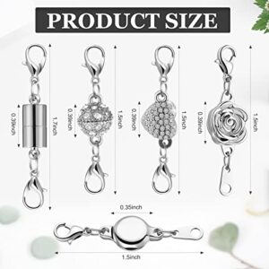 12 Pcs Necklace Magnetic Clasps and Closures Magnetic Lobster Clasps Silver Magnetic Jewelry Clasps Locking Necklace Extender Round Rhinestone Ball Magnetic Clasps for Bracelets Making Multiple Styles