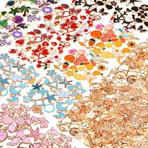 300pcs charms for jewelry making, wholesale bulk assorted gold-plated enamel charms earring charms for diy necklace bracelet jewelry making and crafting