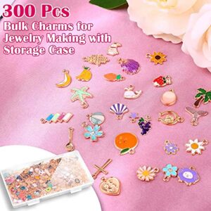 300Pcs Charms for Jewelry Making, Wholesale Bulk Assorted Gold-Plated Enamel Charms Earring Charms for DIY Necklace Bracelet Jewelry Making and Crafting