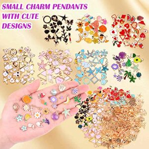 300Pcs Charms for Jewelry Making, Wholesale Bulk Assorted Gold-Plated Enamel Charms Earring Charms for DIY Necklace Bracelet Jewelry Making and Crafting