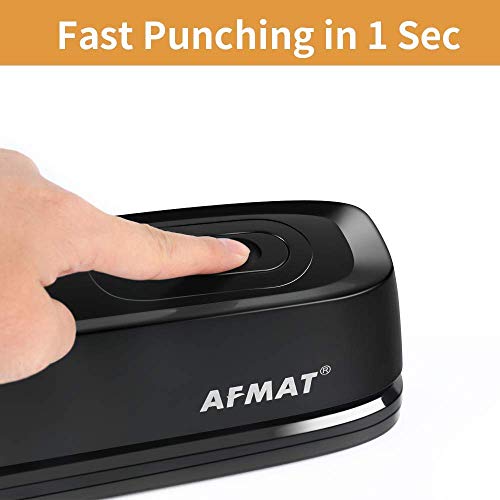 3 Hole Punch, AFMAT Electric Three Hole Punch Heavy Duty, 20-Sheet Punch Capacity, AC or Battery Operated Paper Punch, Effortless Punching, Long Lasting Paper Puncher for Office School Studio, Black