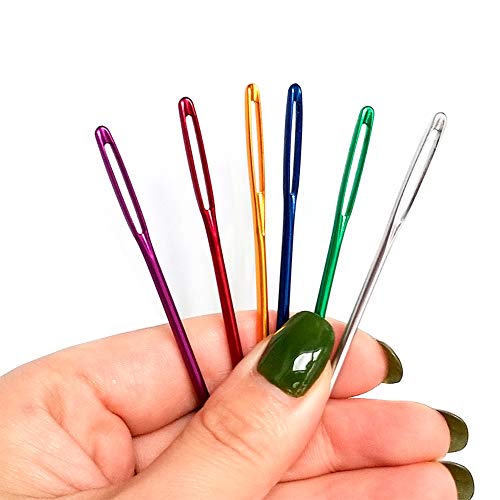 12 Pieces Yarn Needle, Tapestry Needle Bent Embroidery Needles Bent Tip Needles, and 6 Pieces Large-Eye Blunt Needles with Iron Box for Knitting Crochet (Random Color)