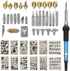 wood burning kit, wood burning tool adjustable temperature woodburning pyrography pen kit for adults 46 pcs