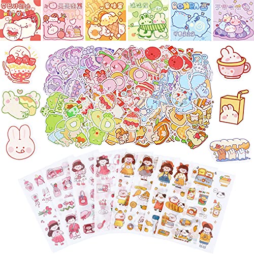 652 Pieces Korean Cute Kawaii Washi Cartoon Stickers Cartoon Little Girls Stickers Set Lovely Kid Sticker Small Size Scrapbook Decal Photo Planner Dairy Sticker for Notebook DIY(Cute Style)