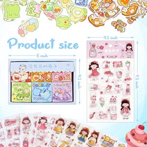 652 Pieces Korean Cute Kawaii Washi Cartoon Stickers Cartoon Little Girls Stickers Set Lovely Kid Sticker Small Size Scrapbook Decal Photo Planner Dairy Sticker for Notebook DIY(Cute Style)