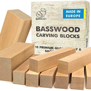 BeaverCraft BW10 Basswood Carving Blocks Set - Basswood for Wood Carving - Wood Blocks - Whittling Wood Carving Wood Blocks for Carving