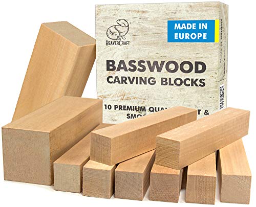 BeaverCraft BW10 Basswood Carving Blocks Set - Basswood for Wood Carving - Wood Blocks - Whittling Wood Carving Wood Blocks for Carving