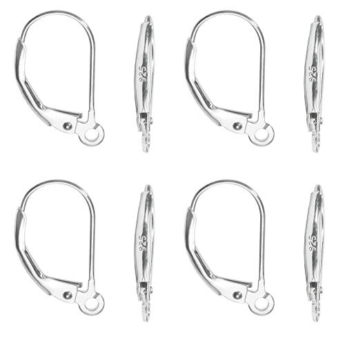 TOAOB 8pcs 925 Sterling Silver Leverback French Earring Hooks Hypoallergenic Dangle Earwire Findings 16x9mm for Jewelry Making