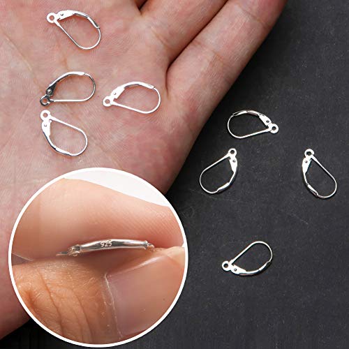 TOAOB 8pcs 925 Sterling Silver Leverback French Earring Hooks Hypoallergenic Dangle Earwire Findings 16x9mm for Jewelry Making