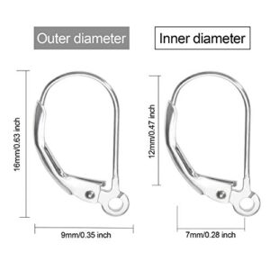 TOAOB 8pcs 925 Sterling Silver Leverback French Earring Hooks Hypoallergenic Dangle Earwire Findings 16x9mm for Jewelry Making