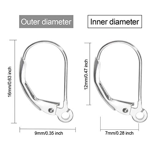 TOAOB 8pcs 925 Sterling Silver Leverback French Earring Hooks Hypoallergenic Dangle Earwire Findings 16x9mm for Jewelry Making