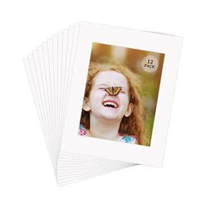 ZBEIVAN 11x14 White Picture Mats with Core Bevel Cut Frame Mattes for 8x10 Pictures - Pack of 12