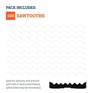 Sawtooth Picture Hangers - 100 Pack - Black Sawtooth Picture Hangers No Nail - 1 3/4 Inch Sawtooth Hangers