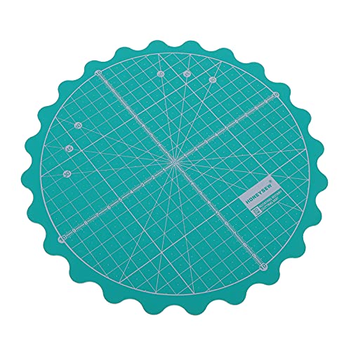 Healifty Circle Rotary Cutting Mat Round Self Healing Rotary Mat Turntable Green for Quilting Sewing 23X23cm