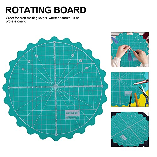 Healifty Circle Rotary Cutting Mat Round Self Healing Rotary Mat Turntable Green for Quilting Sewing 23X23cm