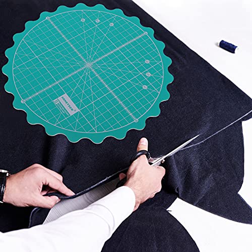 Healifty Circle Rotary Cutting Mat Round Self Healing Rotary Mat Turntable Green for Quilting Sewing 23X23cm