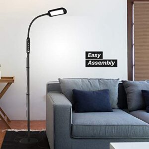 Brightech Litespan 2-in-1 LED Floor & Desk Lamp, Adjustable Height, Shades, Neck, Esthetician Light for Lashes, Portable Gooseneck Standing Lamp for Living Room, Dorm, Table