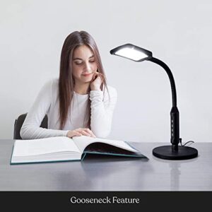 Brightech Litespan 2-in-1 LED Floor & Desk Lamp, Adjustable Height, Shades, Neck, Esthetician Light for Lashes, Portable Gooseneck Standing Lamp for Living Room, Dorm, Table