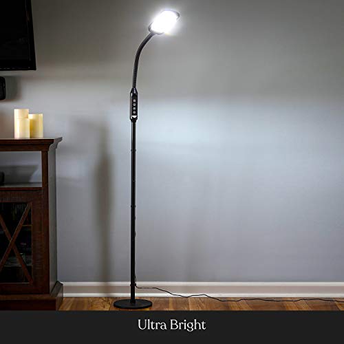 Brightech Litespan 2-in-1 LED Floor & Desk Lamp, Adjustable Height, Shades, Neck, Esthetician Light for Lashes, Portable Gooseneck Standing Lamp for Living Room, Dorm, Table